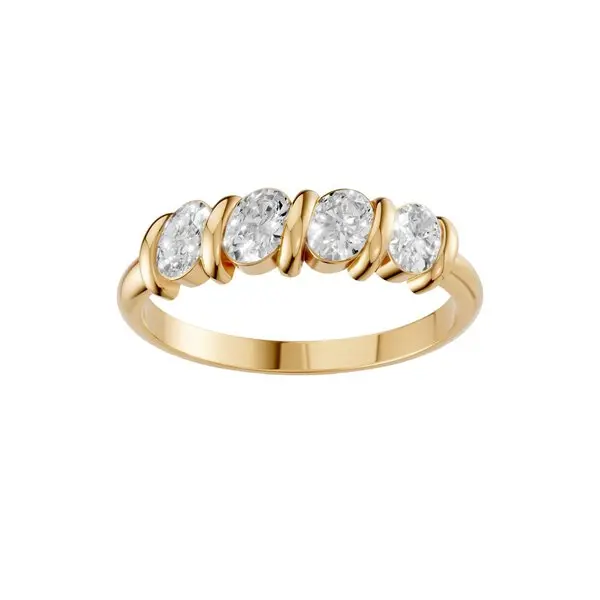 AYA FINE JEWELRY Oval 0.58 Ctw Lab Grown Diamond Half Eternity Wedding Band In 14k Gold - Yellow