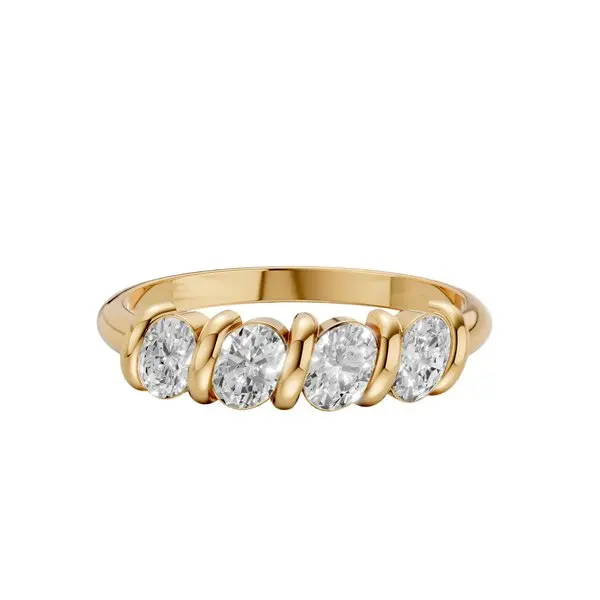 AYA FINE JEWELRY 14k Gold Oval Lab Grown Diamond Half Eternity Band - Yellow