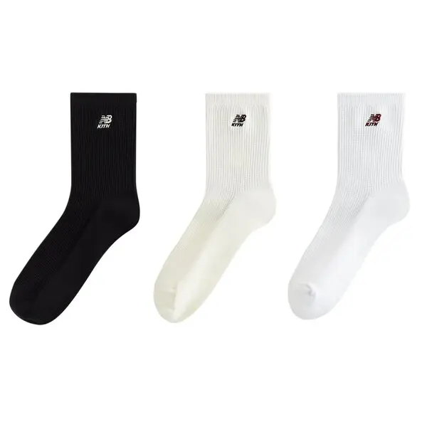 Kith X New Balance Mid Crew Waffle Knit 3-pack Crew Socks