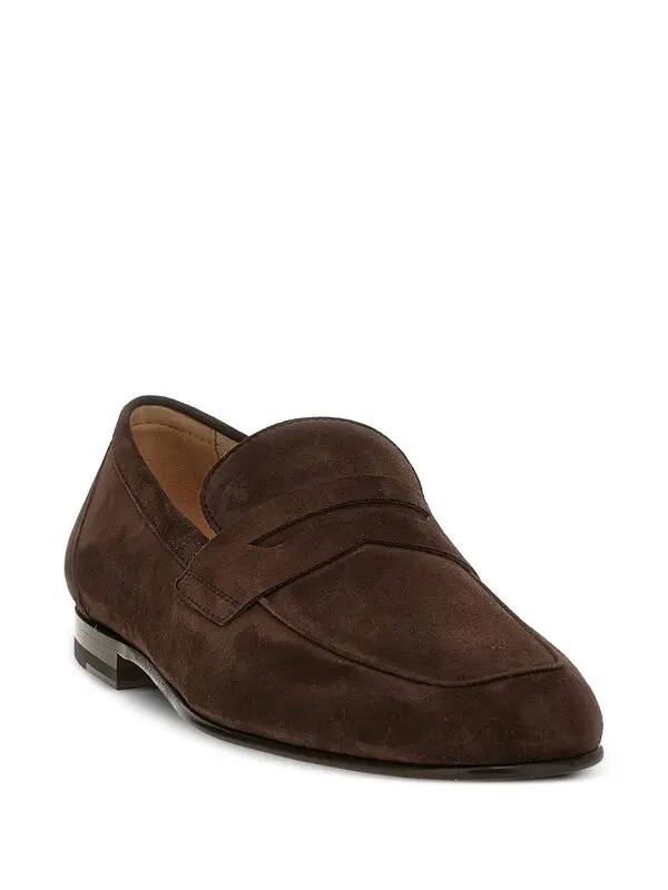 TOD'S Pashmy Suede Deconstructed Loafers With Penny Strap And Embossed Monogram