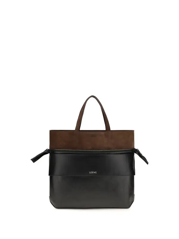Loewe Small Switch Tote Bag In Calfskin And Suede - Black