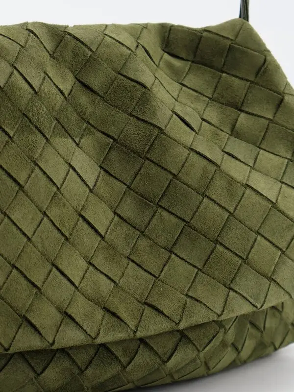 Bottega Veneta Suede Intrecciato Shoulder Bag - Multicolor