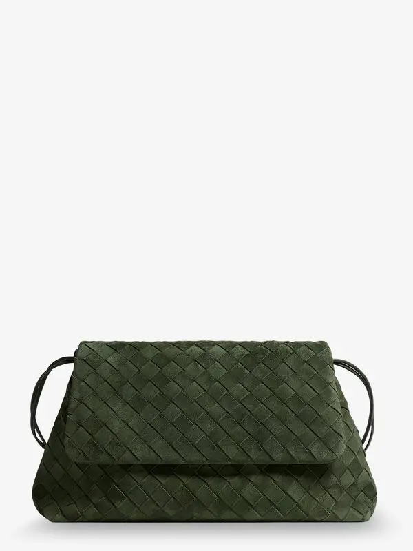 Bottega Veneta Suede Intrecciato Shoulder Bag - Multicolor