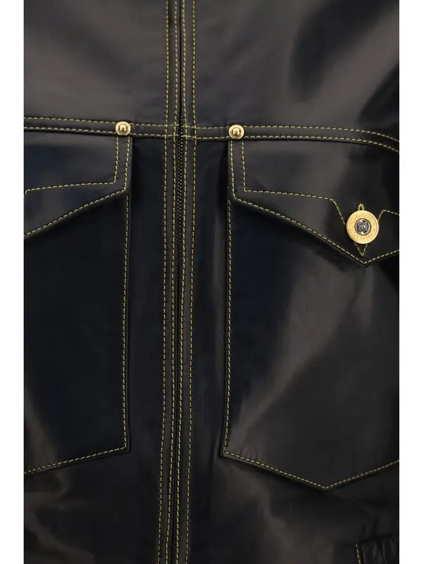 Versace Nappa Leather Blouson Jacket With Medusa Accents