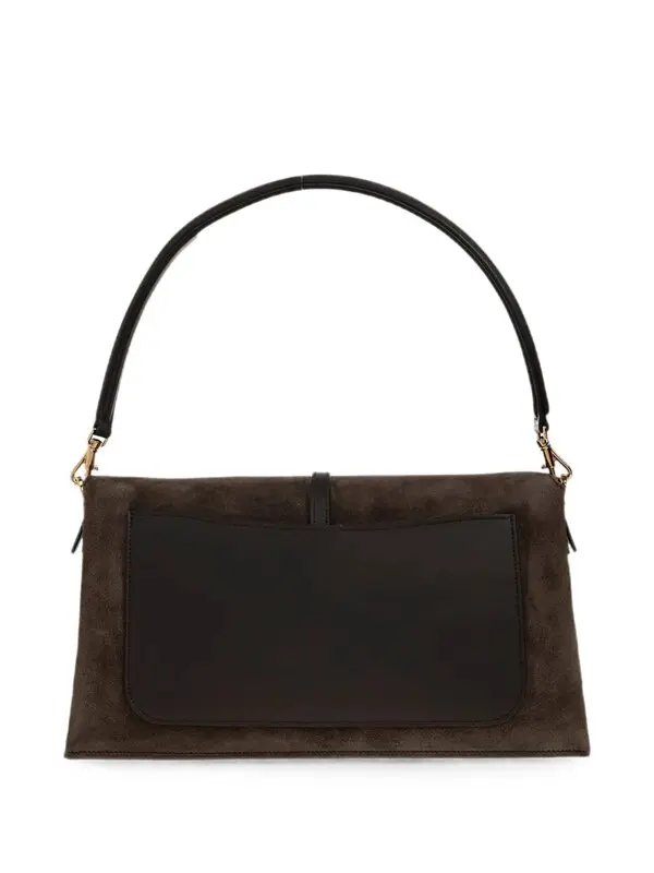 TOD'S Small Suede Timeless Flap Bag With T-detail - Brown