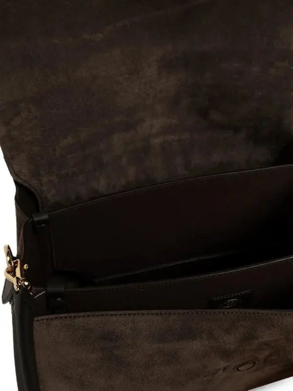TOD'S Small Suede Timeless Flap Bag With T-detail - Brown