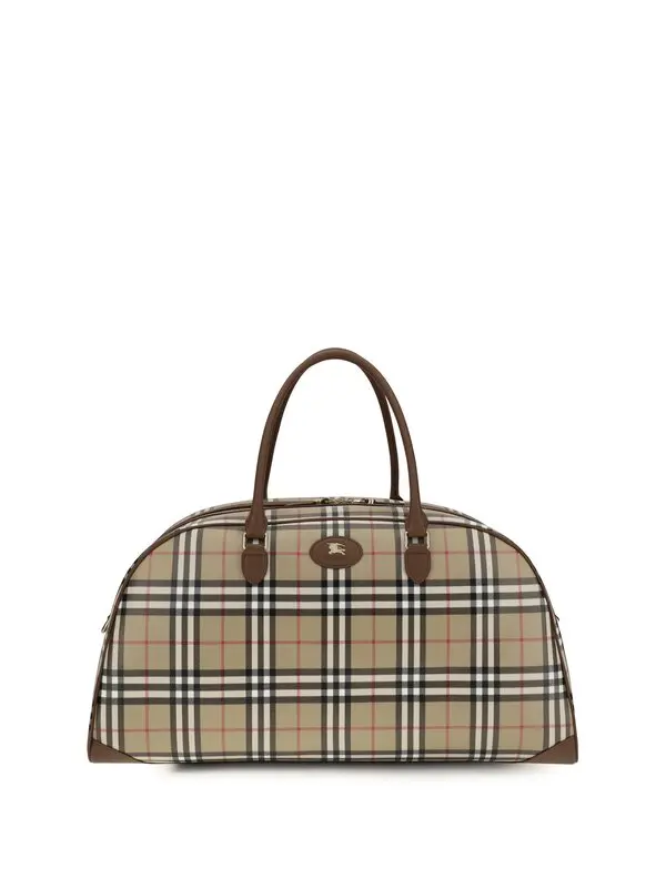 Burberry Check Travel Duffle Bag - Cream