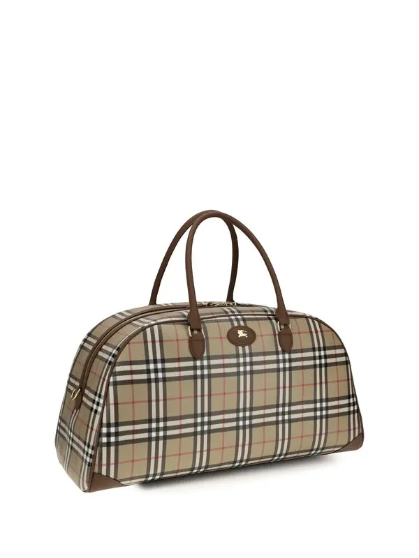 Burberry Check Travel Duffle Bag - Cream