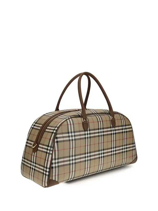 Burberry Check Travel Duffle Bag - Cream