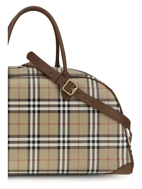Burberry Check Travel Duffle Bag - Cream
