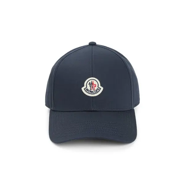 Moncler Navy Cotton Baseball Cap With Logo Detail - Blue