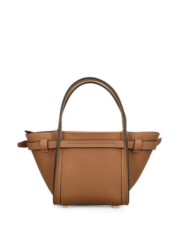 TOD'S T Signature Leather Mini Shopper Bag - Brown
