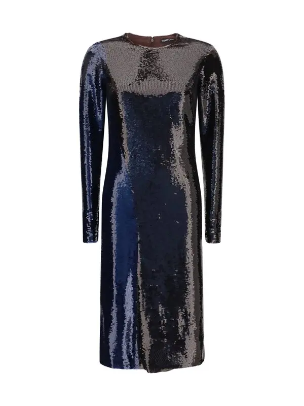 TOM FORD Two-tone Sequin Dress - Blue