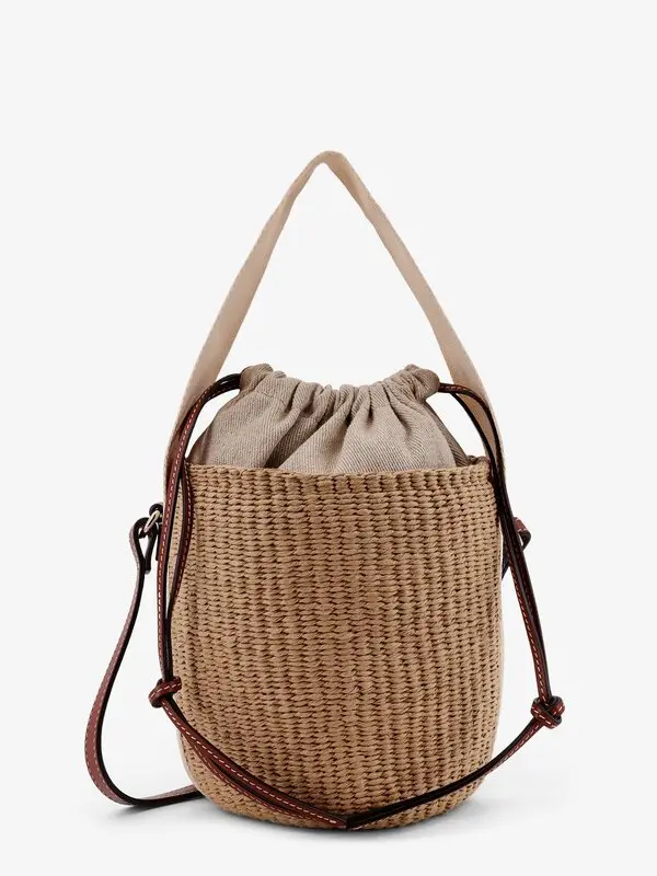 Chloé Woody Raffia Bucket Bag - White