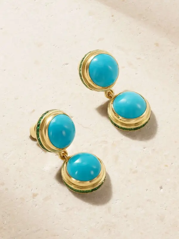 Ileana Makri 18-karat Gold And Tsavorite Drop Earrings - Turquoise