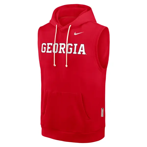 Nike Georgia Sideline Dri-fit College Sleeveless Pullover Hoodie - Red