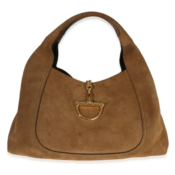 Gucci Suede Horsebit Shoulder Bag - Brown