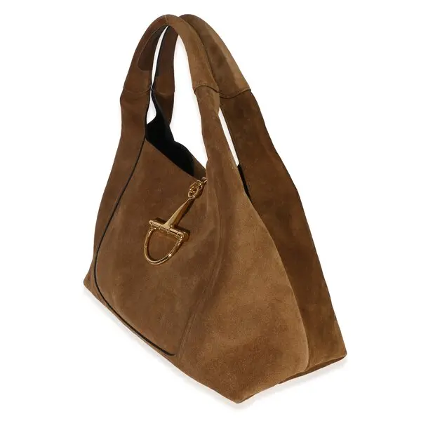 Gucci Suede Horsebit Shoulder Bag - Brown