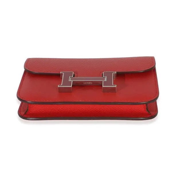 Hermès Epsom Rouge De Coeur Constance Slim Wallet Phw - Red