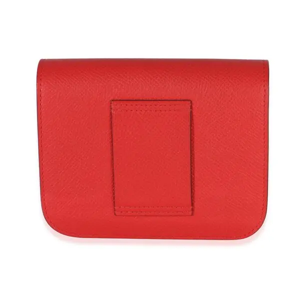 Hermès Epsom Rouge De Coeur Constance Slim Wallet Phw - Red