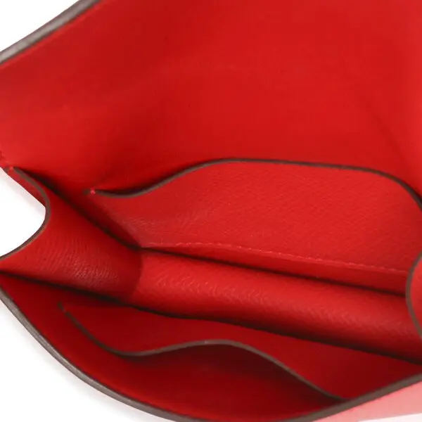 Hermès Epsom Rouge De Coeur Constance Slim Wallet Phw - Red