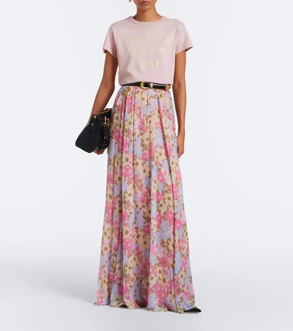 Valentino Garavani Floral Silk Crêpe De Chine Maxi Skirt