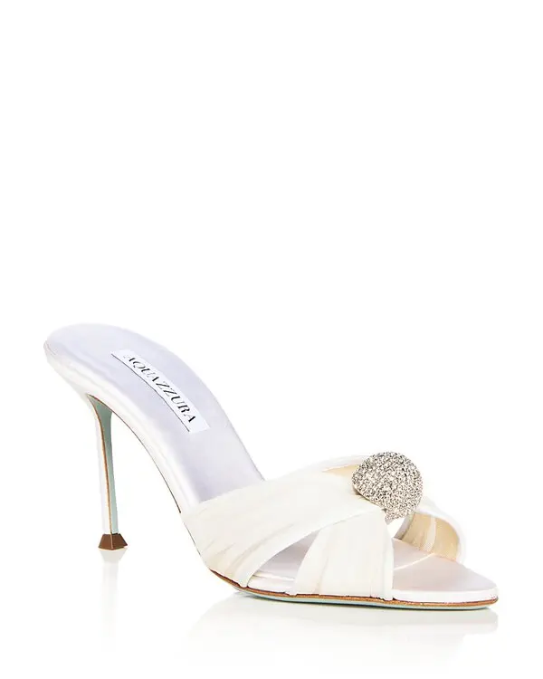 AQUAZZURA Embellished Mules - White