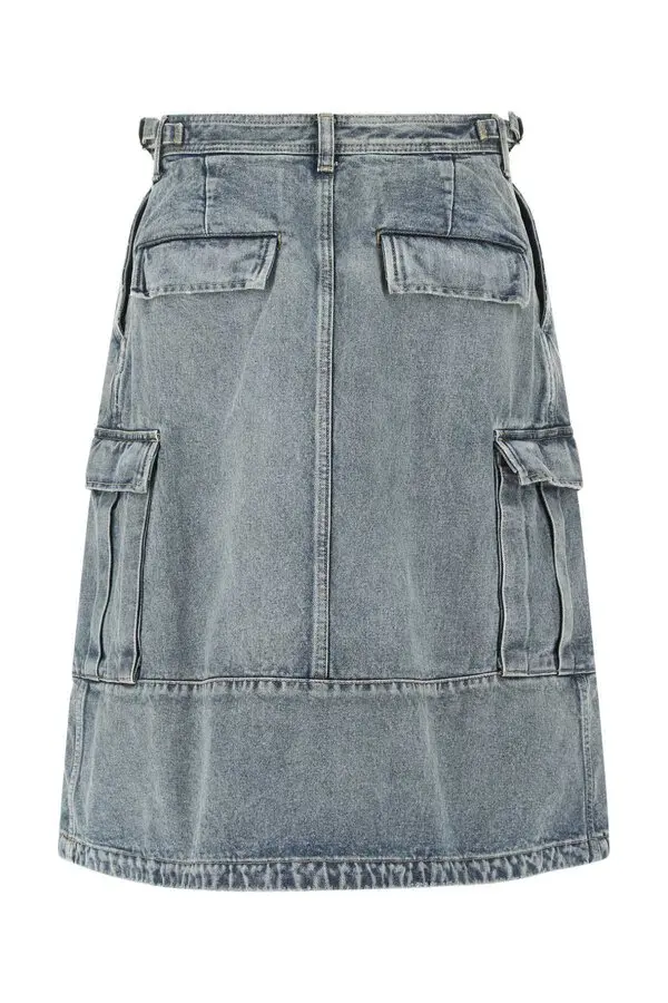 Balenciaga A-line Cargo Denim Skirt