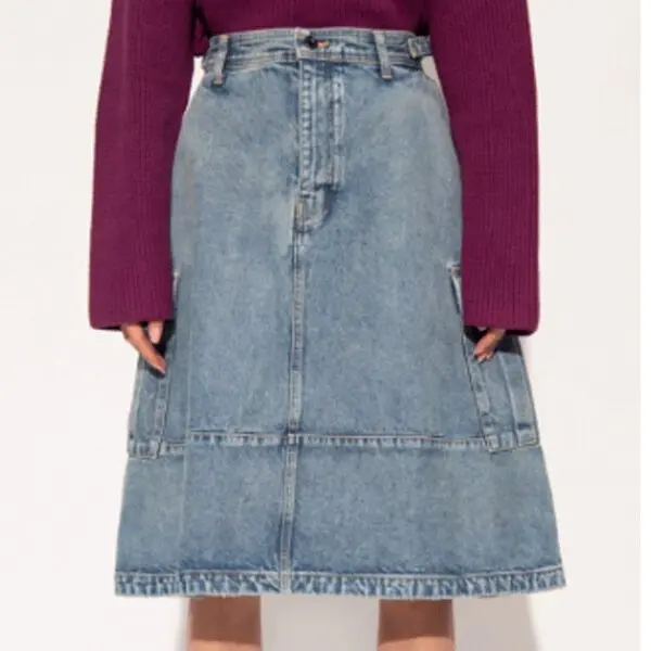 Balenciaga A-line Cargo Denim Skirt