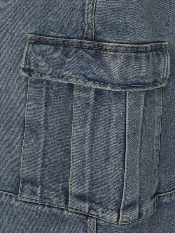 Balenciaga A-line Cargo Denim Skirt