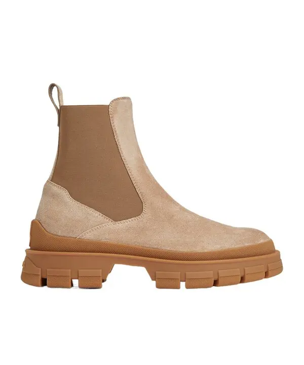 Moncler Hevea Chelsea Suede Boots - Light Brown