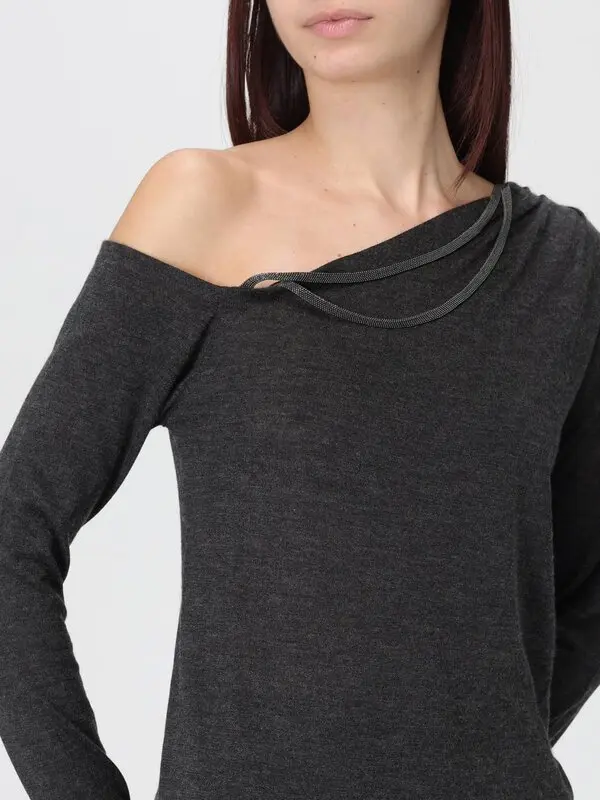 Brunello Cucinelli One-shoulder Long-sleeve Knit Jumper