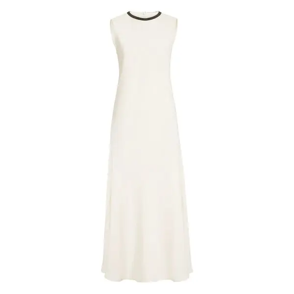 Brunello Cucinelli Beaded Twill Midi Dress