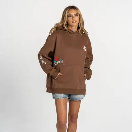 THE WILD COLLECTIVE New York Yankees Oversized Hoodie - Brown