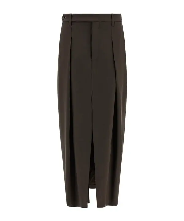 Brunello Cucinelli Curved Front-split Midi Skirt - Brown