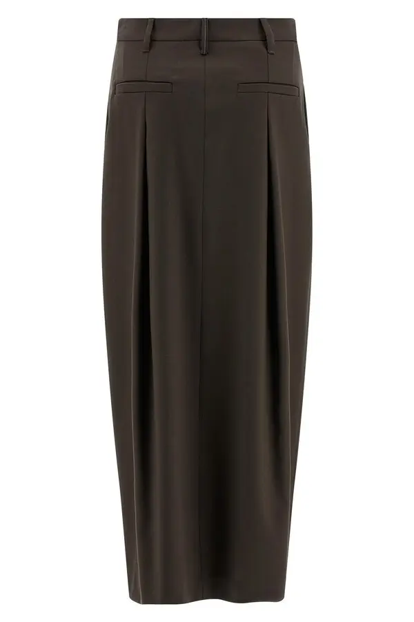 Brunello Cucinelli Curved Front-split Midi Skirt
