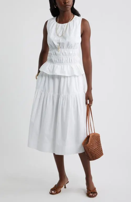 Caslon Drop Waist Poplin Midi Skirt