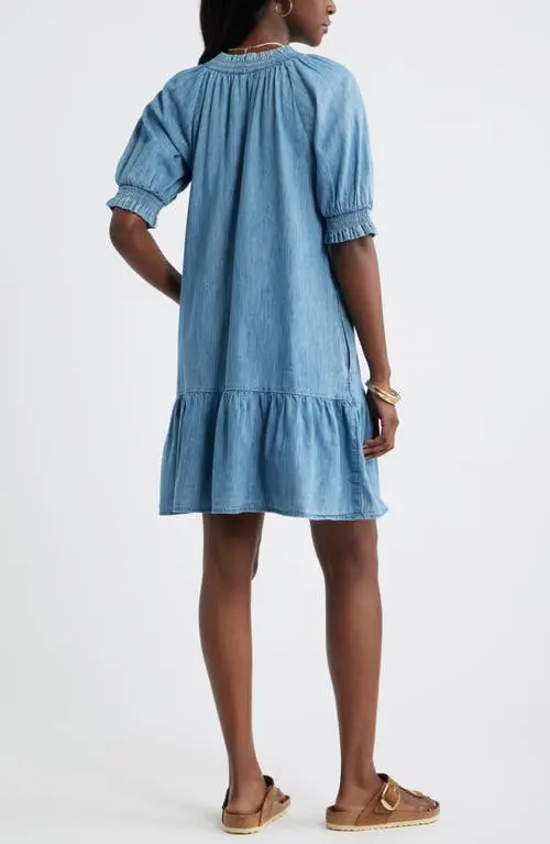 Caslon Chambray Puff Sleeve Shift Dress