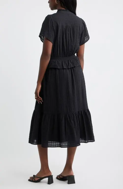 Caslon Lace Trim Peplum Midi Dress - Black