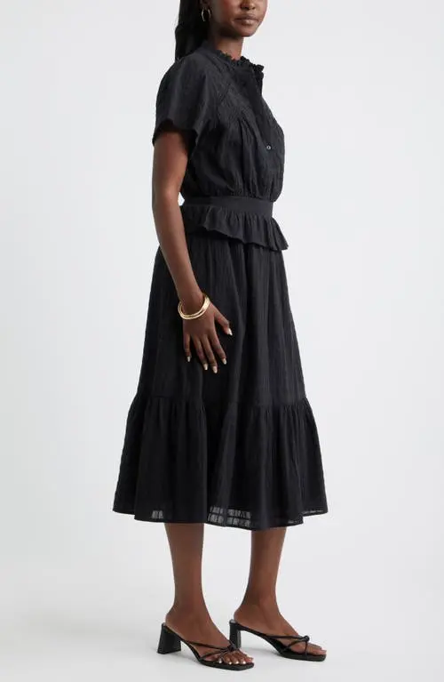 Caslon Lace Trim Peplum Midi Dress - Black