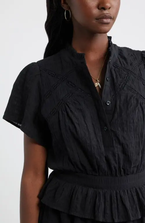 Caslon Lace Trim Peplum Midi Dress - Black