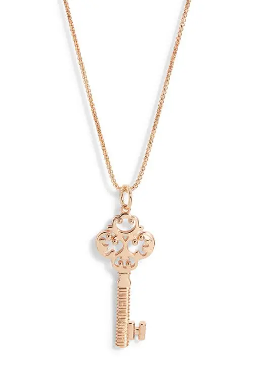 OPEN EDIT Filigree Key Pendant Necklace - Gold