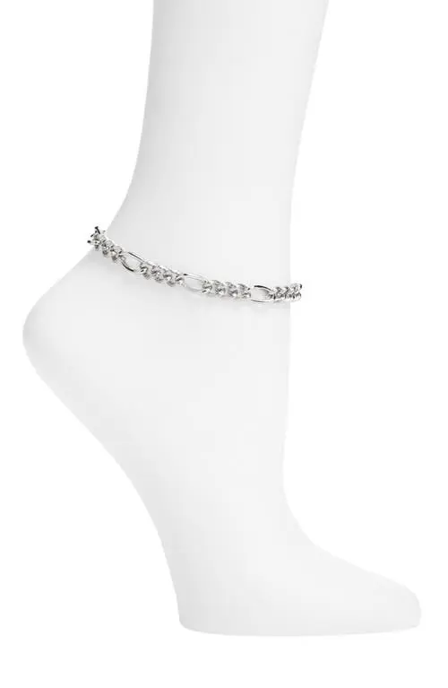 OPEN EDIT Textured Curb Chain Anklet - Silver