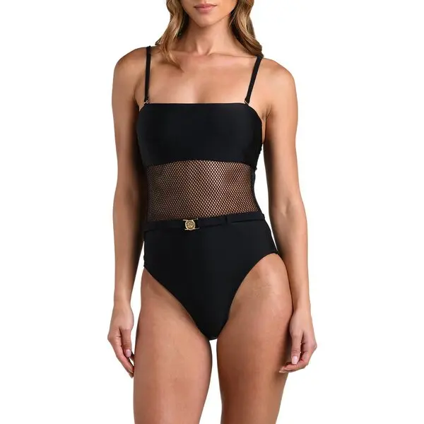 L'Agence Tory Belted One-piece Swimsuit - Black