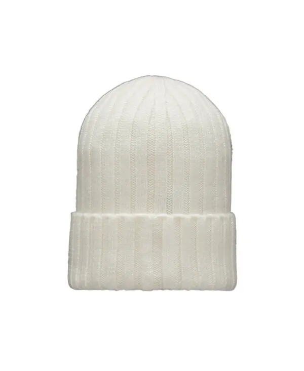 Moncler Logo Patch Ribbed Beanie