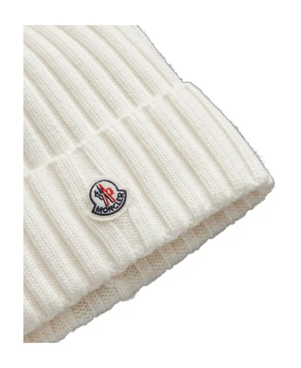 Moncler Logo Patch Ribbed Beanie