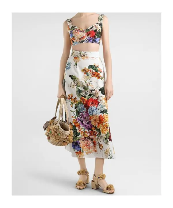 Dolce & Gabbana Floral Print A-line Midi Skirt