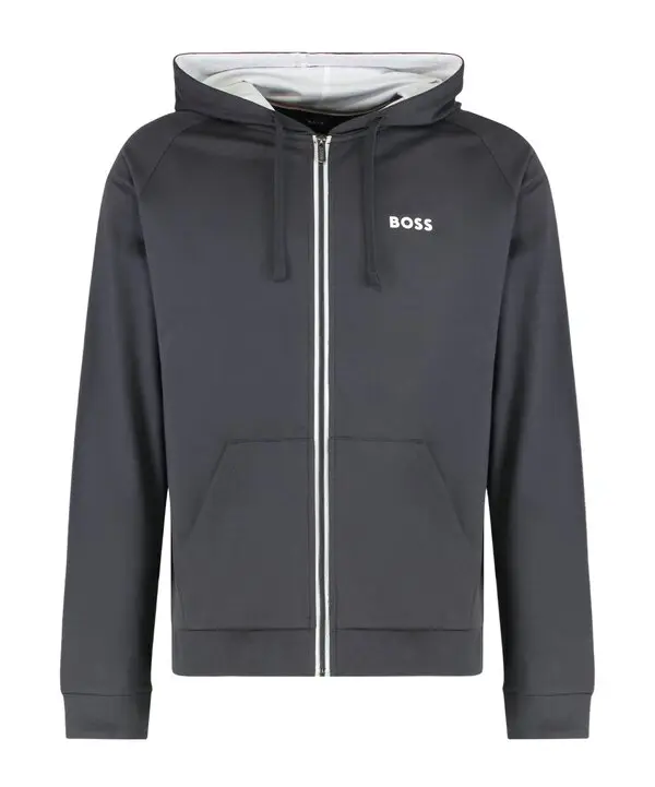 Hugo Boss Contrast Zip Hoodie - Black