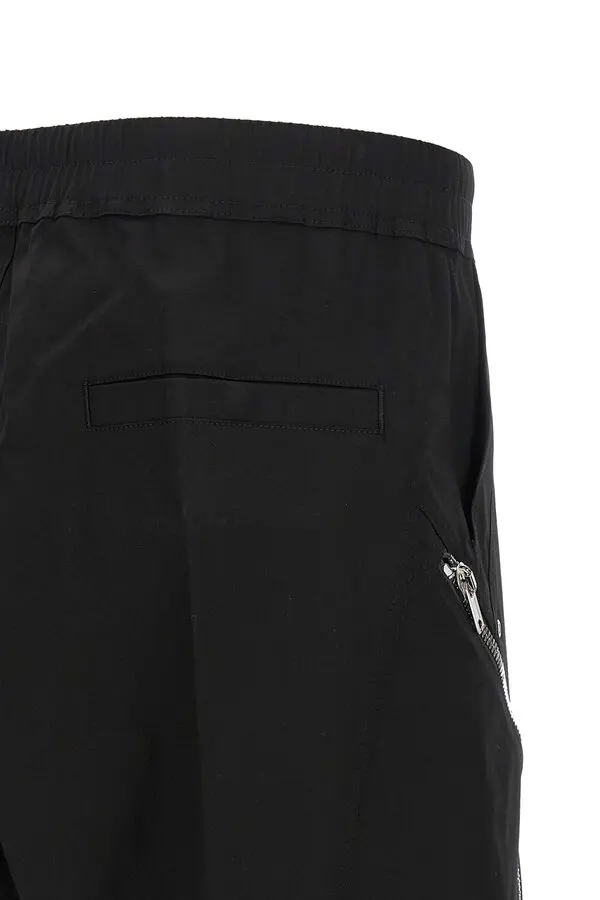 Rick Owens Cotton Poplin Drawstring Zip Detail Bermuda Shorts