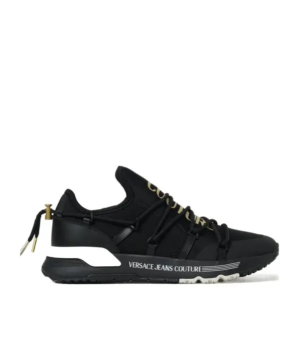 Versace Logo Printed Low-top Sneakers - Black